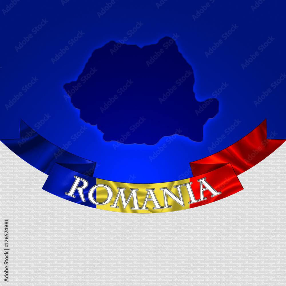 Romania map, flag illustration. background, banner, brochure with the ...