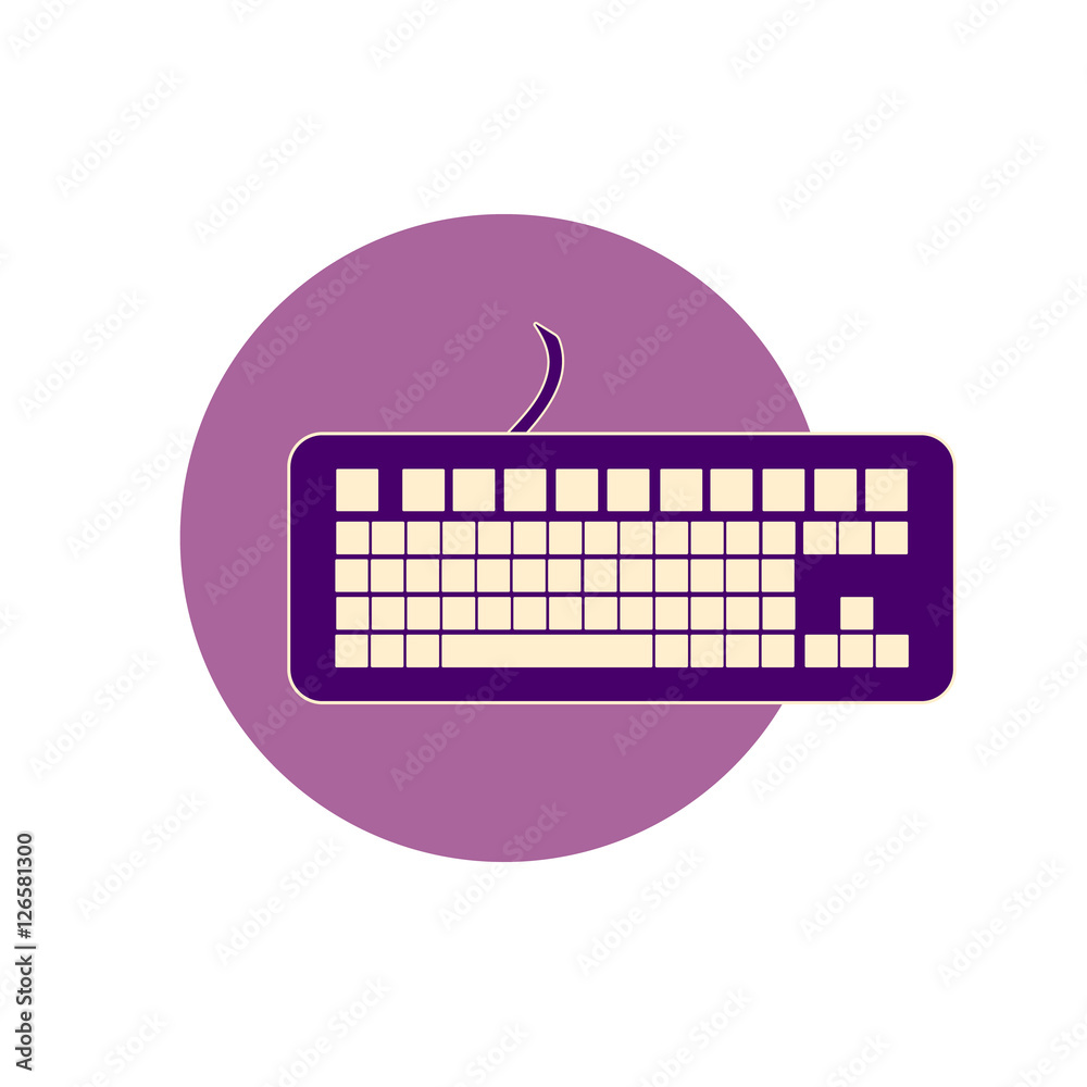 Keyboard on a purple background in the shape of a circle. Vector ...