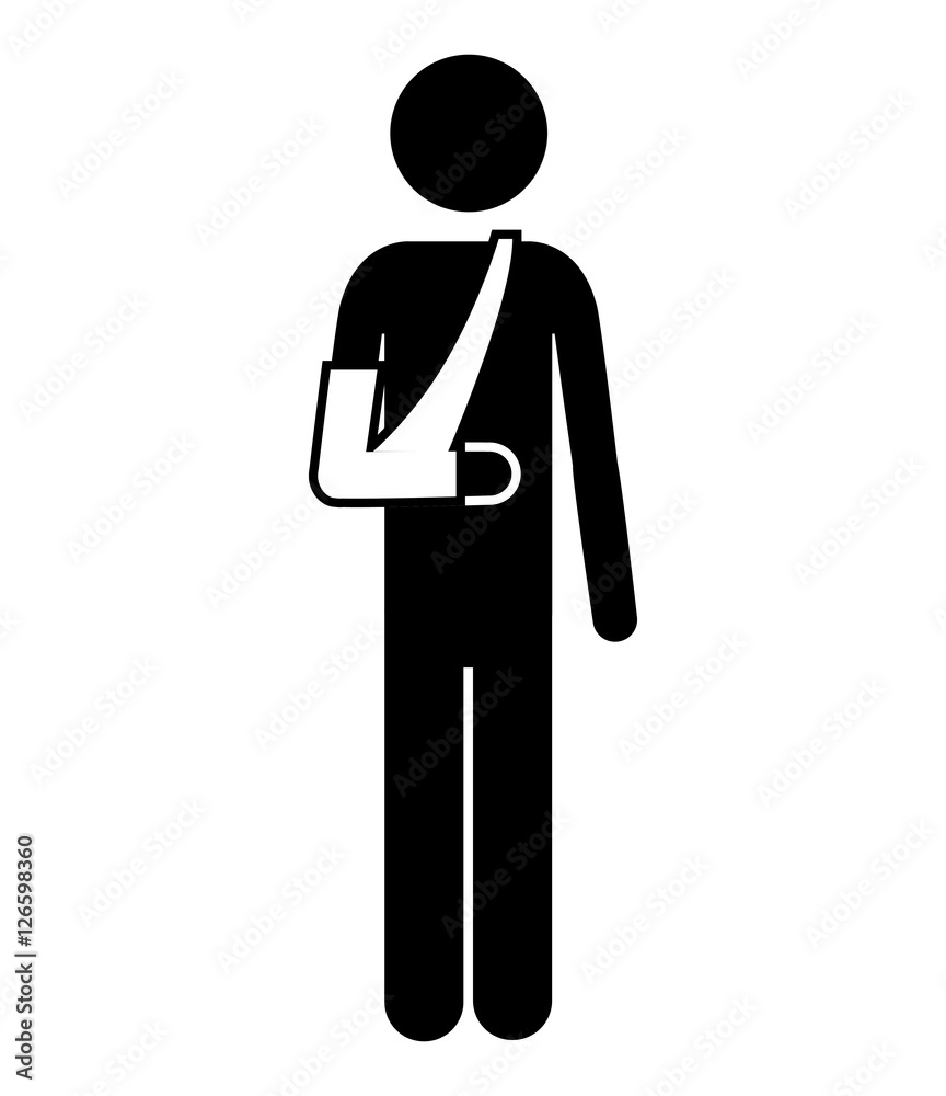 man with a fracture arm icon over white background. pictogram design ...