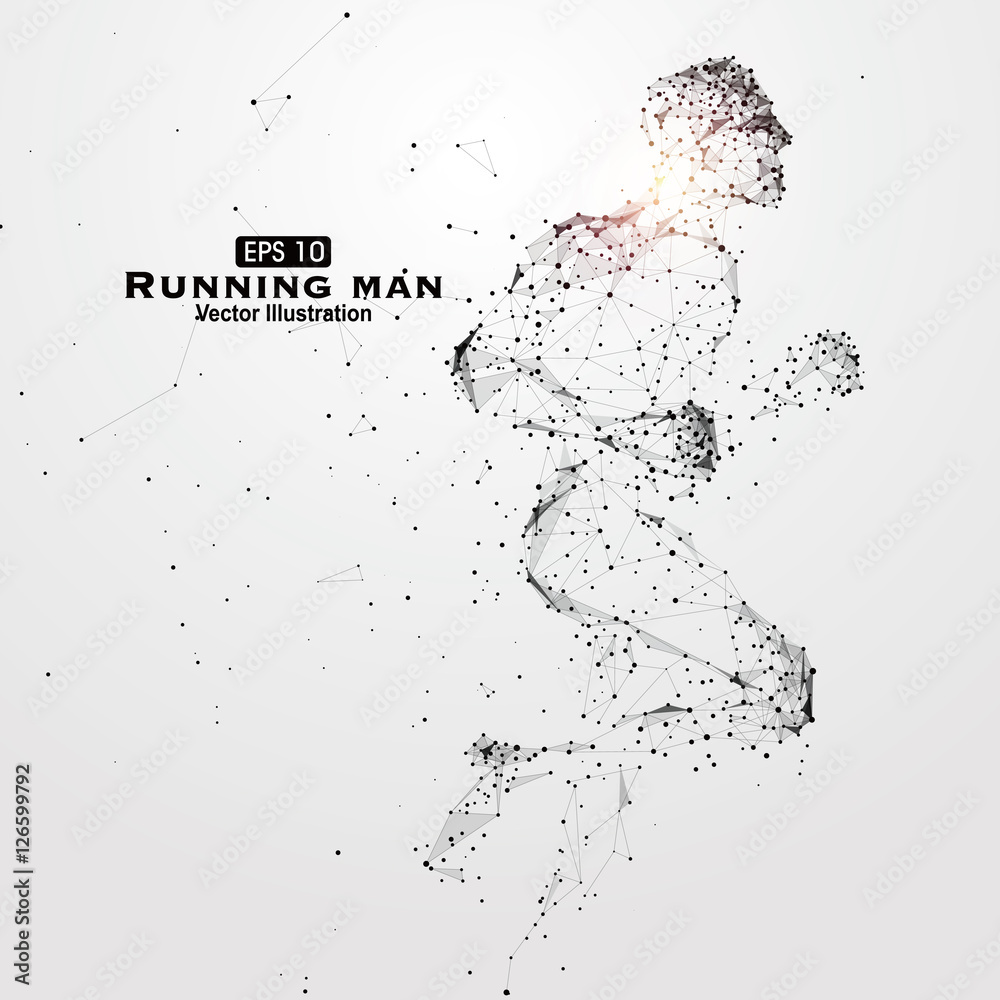 Running Man, points, lines and connected to form, vector illustration ...