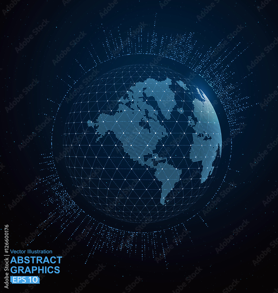 World map point, line, composition, representing the global, Global ...