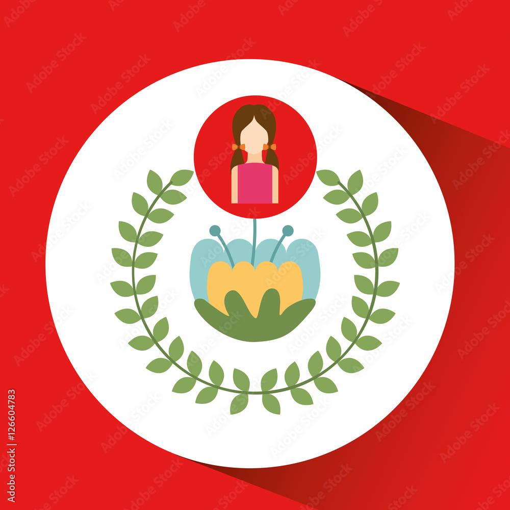 cartoon girl delicate flower graphic vector illustration eps 10 Stock ...