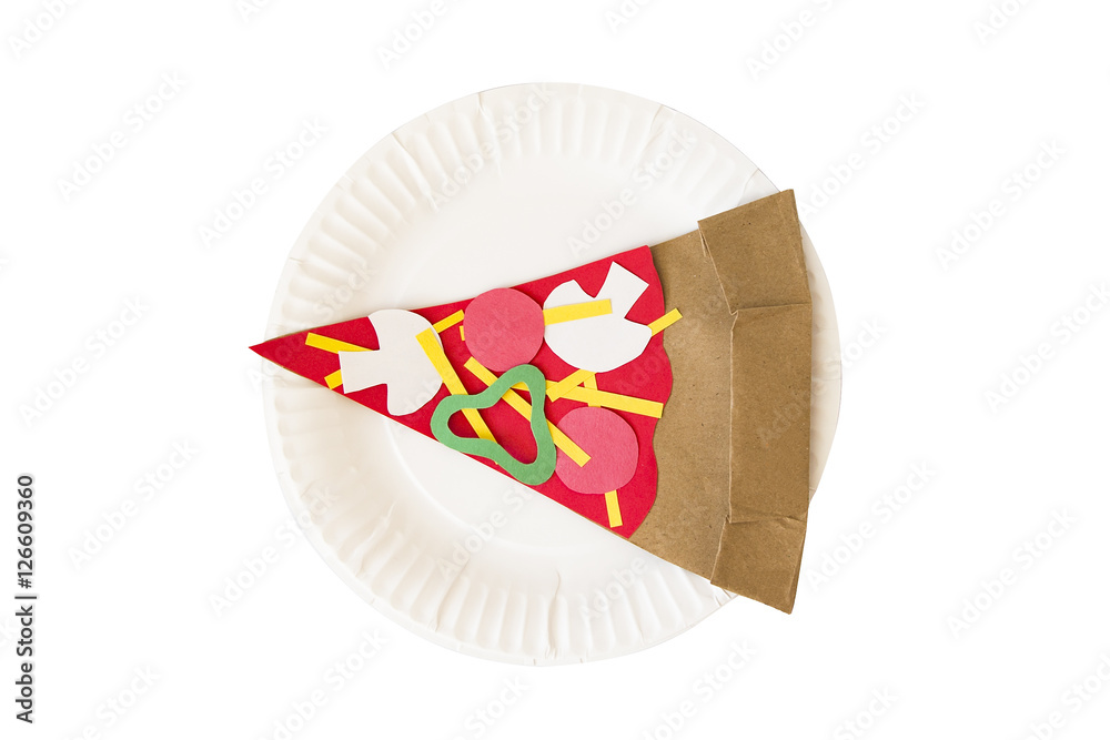 slice of pizza from a paper. pizza made of colored paper on a ...