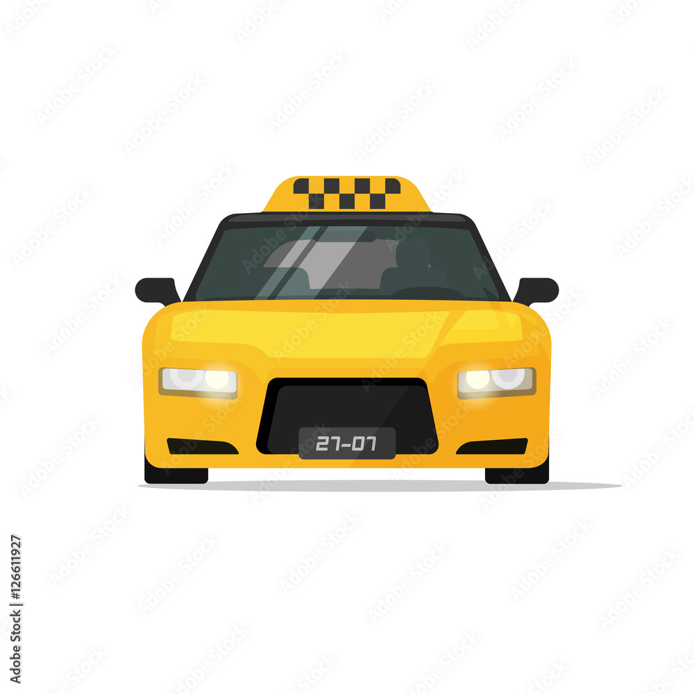Taxi car vector icon isolated on white background, flat cartoon style ...