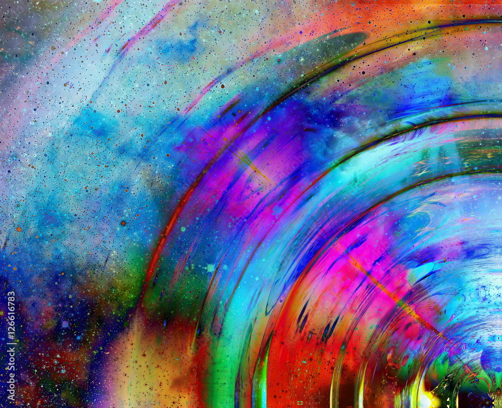 graphic concept of music in space, cosmic sound waves, computer design ...