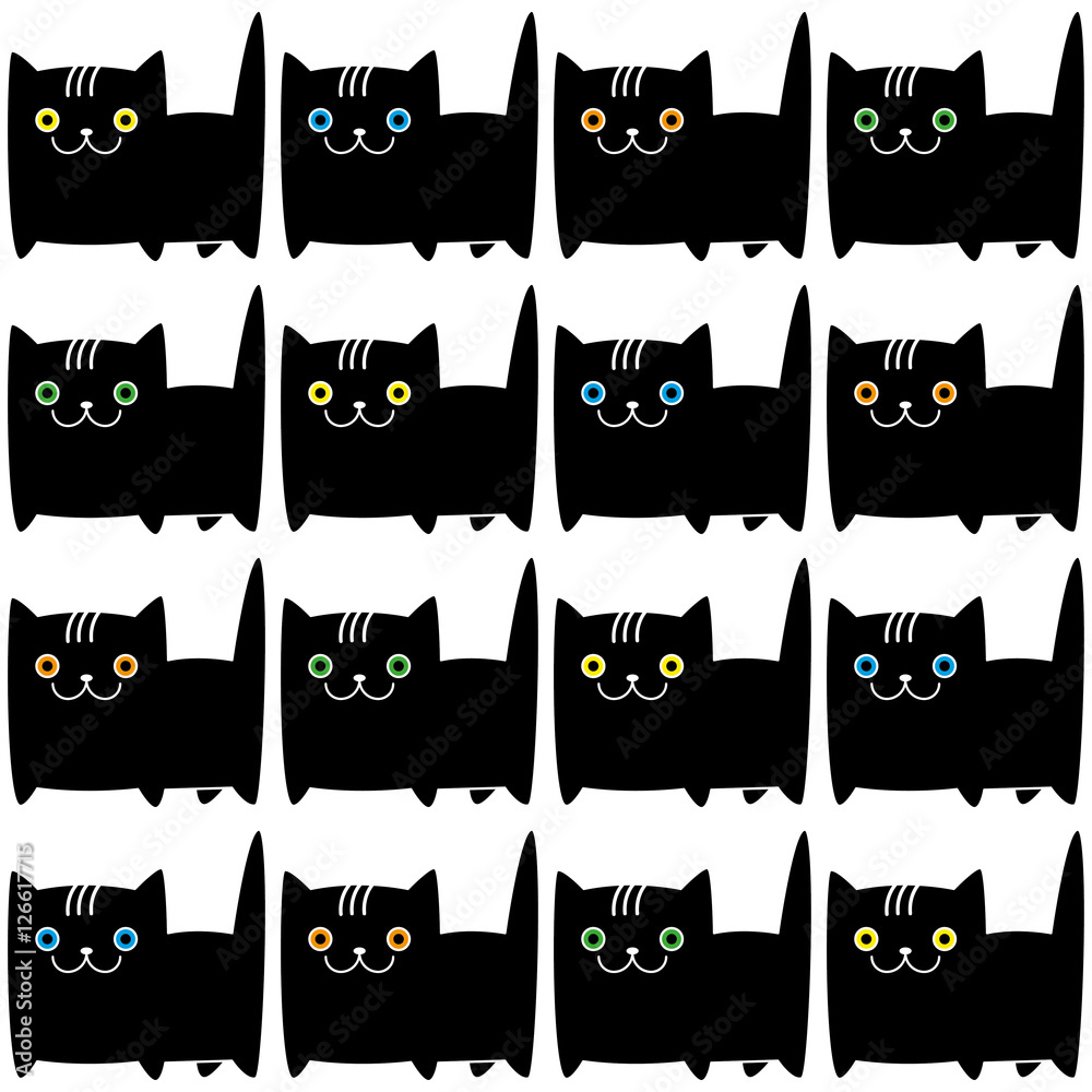 Seamless vector background with decorative cats. Print. Repeating ...