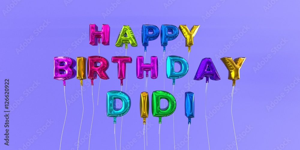 Happy Birthday Didi card with balloon text - 3D rendered stock image ...
