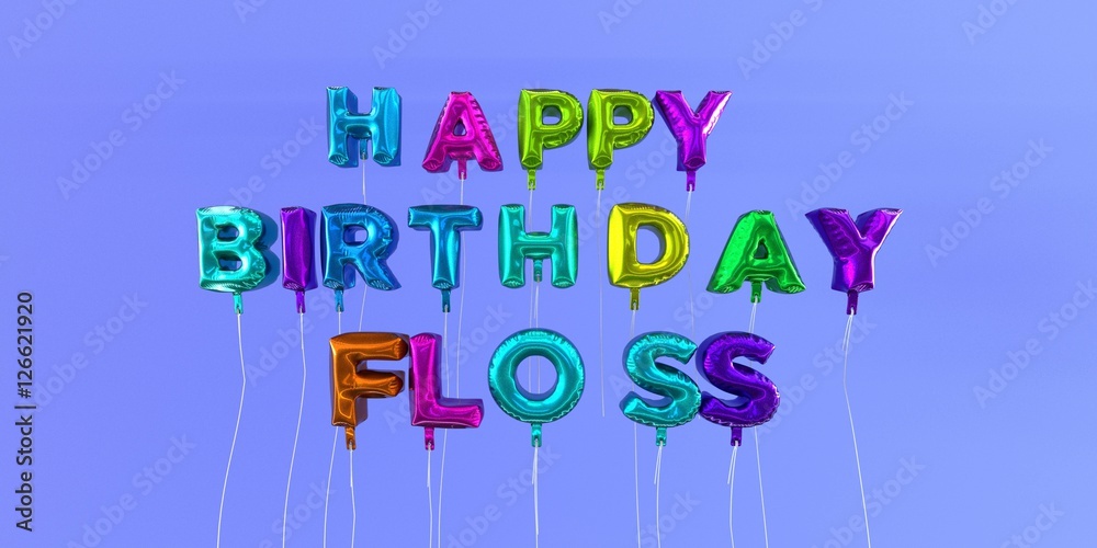 Happy Birthday Floss Card With Balloon Text 3d Rendered Stock Image