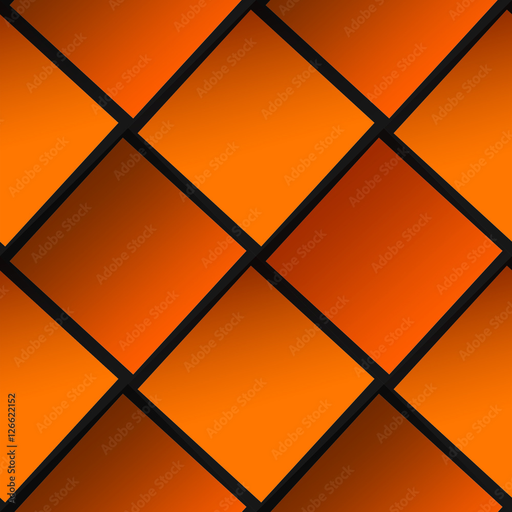 Seamless pattern, bright structure with paper orange squares. Abstract ...