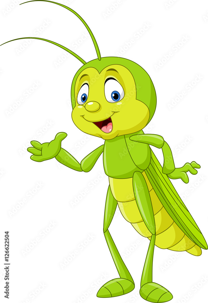 Cartoon grasshopper presenting Stock Vector | Adobe Stock