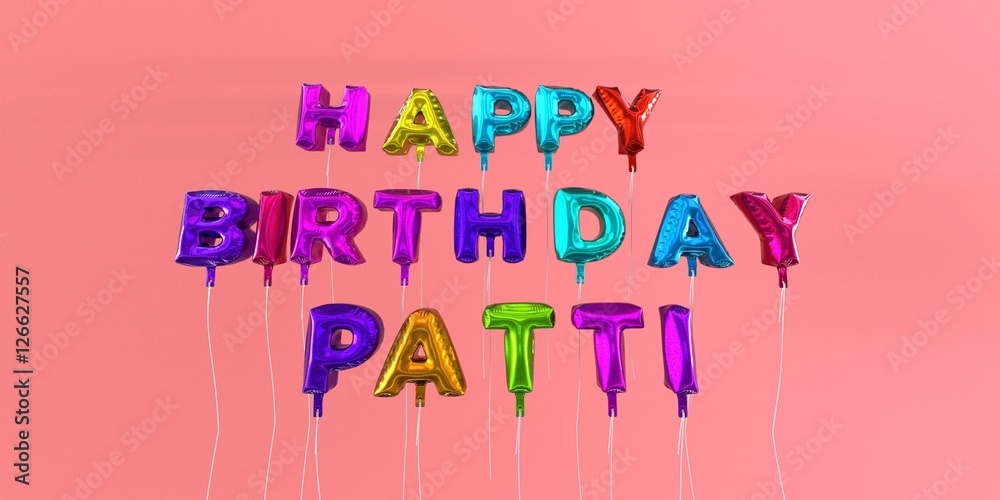 Ilustração do Stock: Happy Birthday Patti card with balloon text - 3D ...