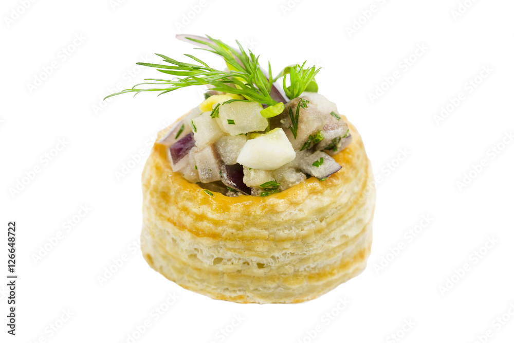 Mini Canape with meat and vegetables Stock-Foto | Adobe Stock