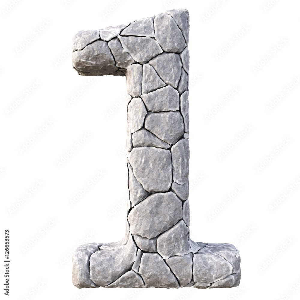 Numbers from the stones. isolated on white background. 3D illustration ...