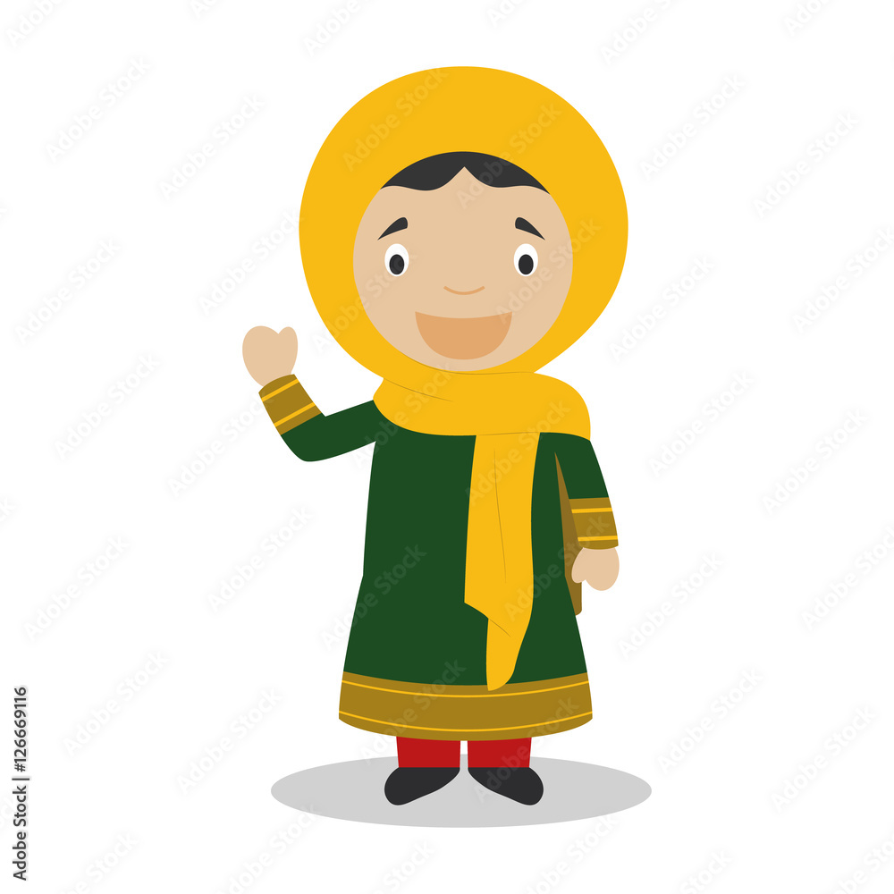 Character from Afghanistan dressed in the traditional way Vector ...