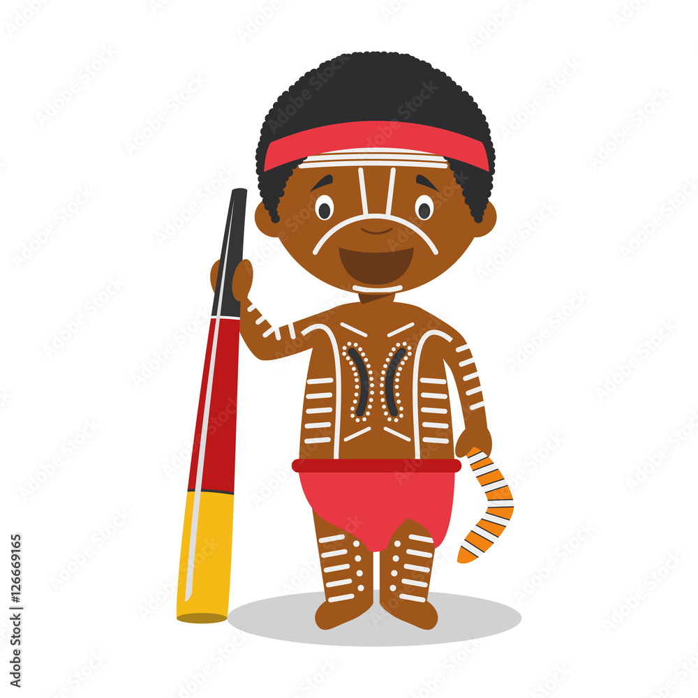 Character from Australia (Aboriginal) dressed in the traditional way ...