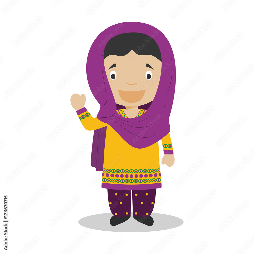 Character from Pakistan dressed in the traditional way Vector ...