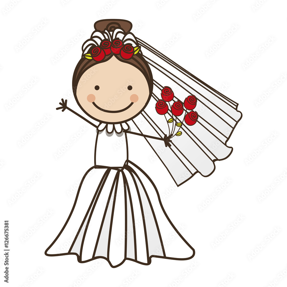bride cartoon icon image vector illustration design Stock Vector ...