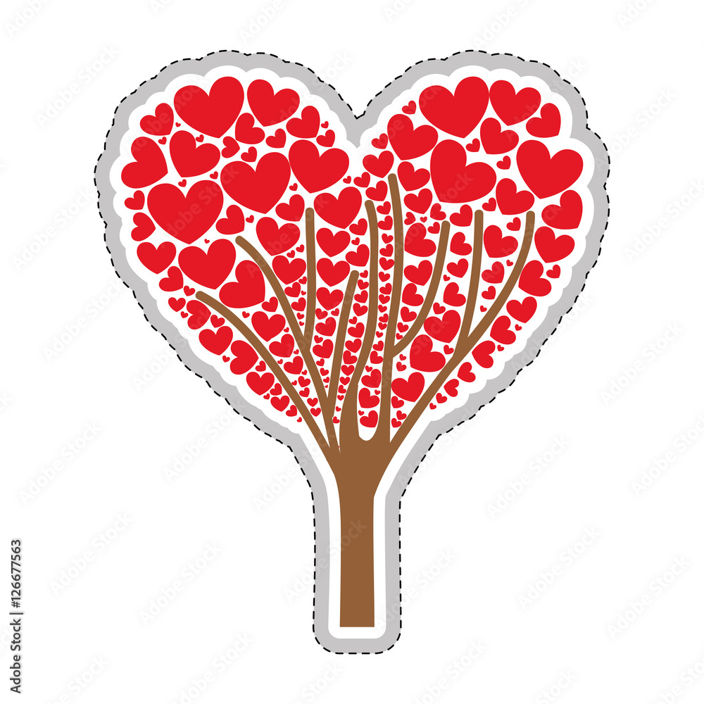 cartoon heart in tree shape icon image vector illustration design Stock ...