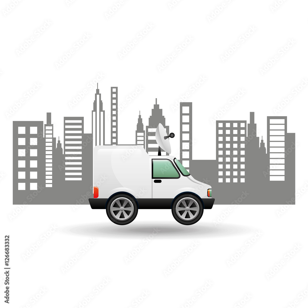mini truck citi background design vector illustration eps 10 Stock ...