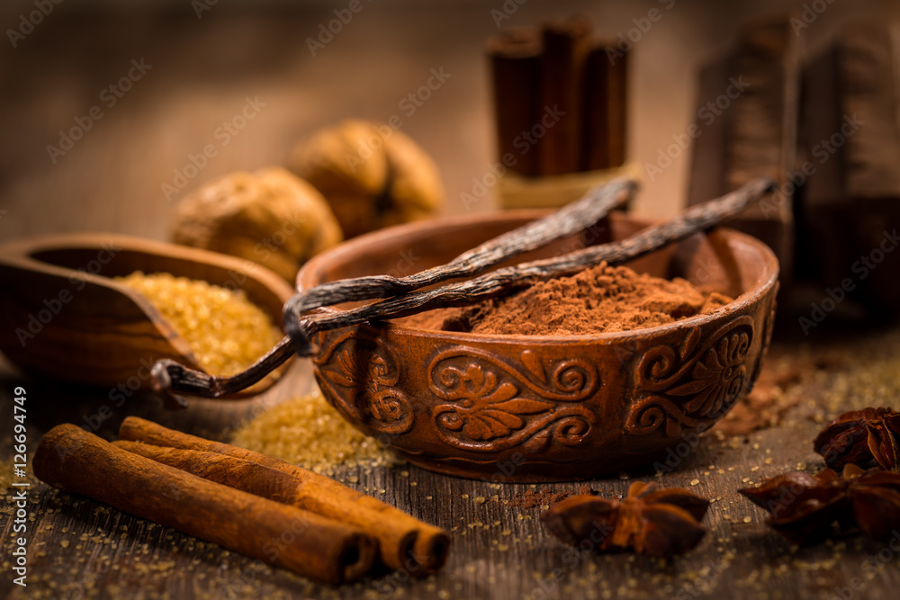 Baking ingredients and spices Stock Photo | Adobe Stock