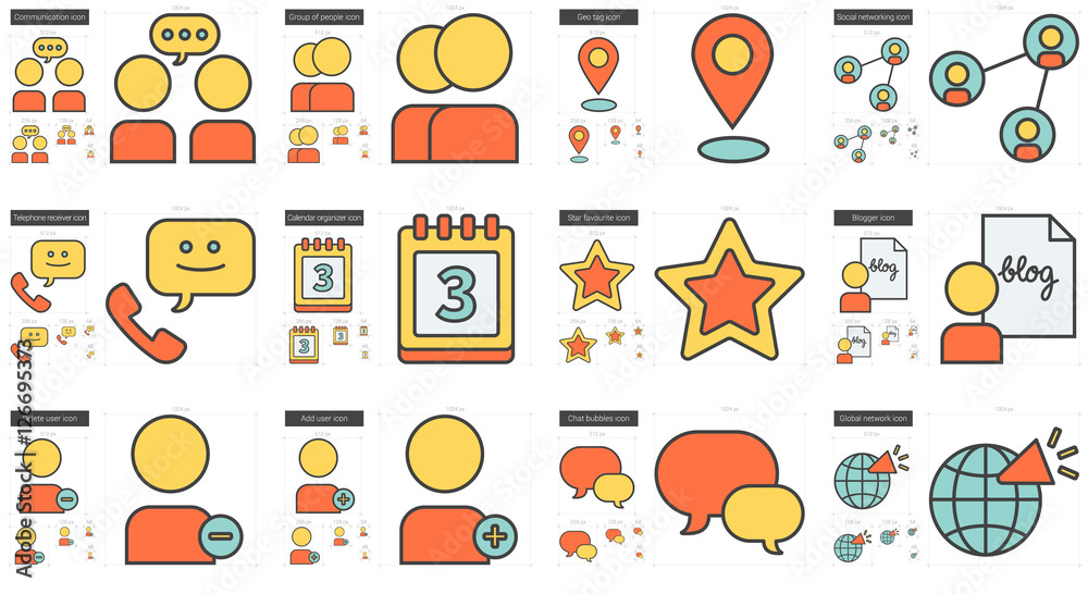 Social media line icon set. Stock Vector | Adobe Stock