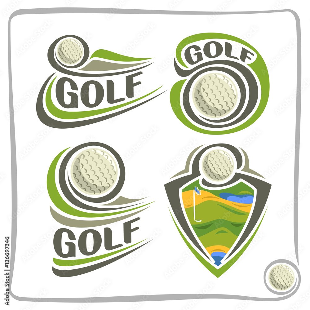 Vector abstract logo Golf Ball, decoration sign sports club, simple ...