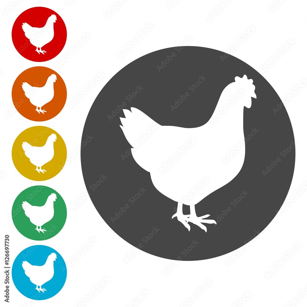 Chicken icons set Stock Vector | Adobe Stock