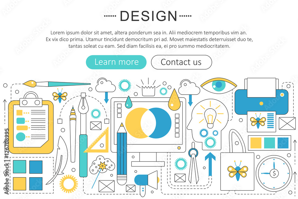 Vector elegant thin flat line Design and Art concept. Website header ...