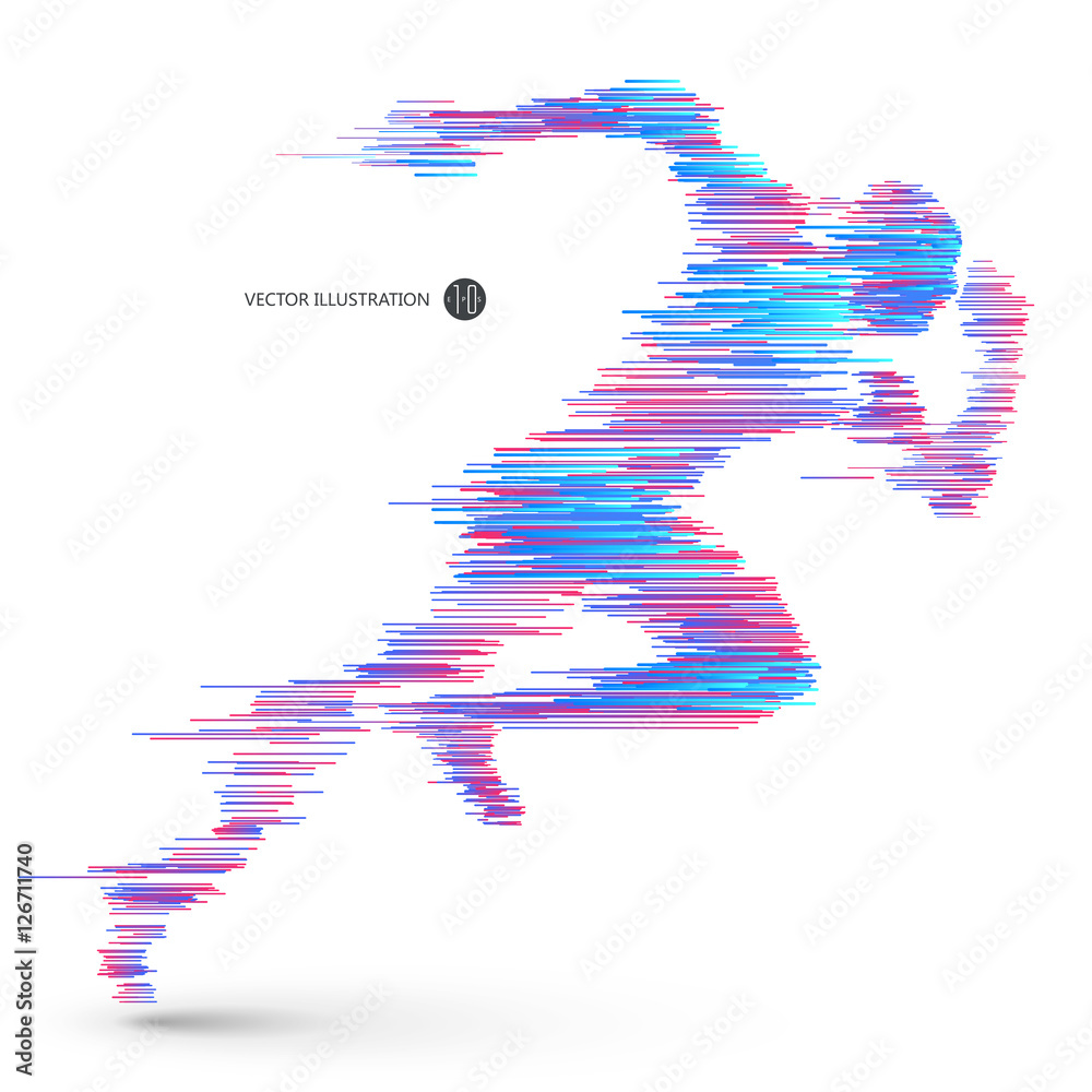 Running people, composed of colored lines. Stock Vector | Adobe Stock