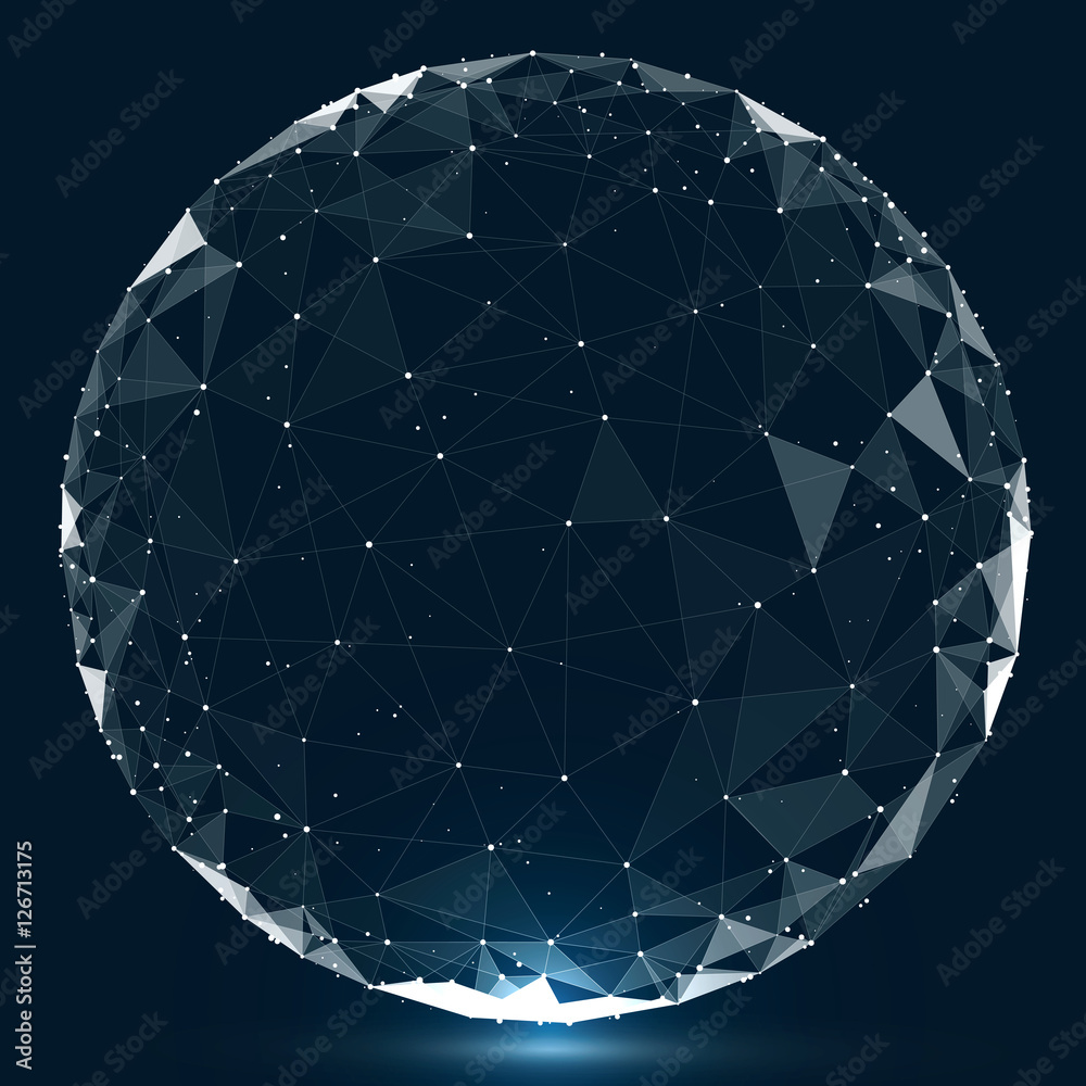 Point, line, surface composed of circular graphics, Global network ...
