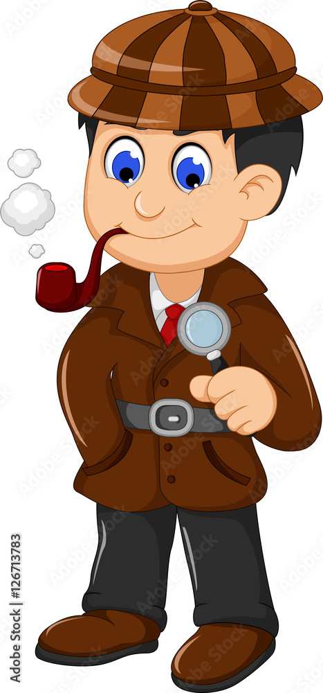 cute detective cartoon posing with magnifying glass Stock Vector ...