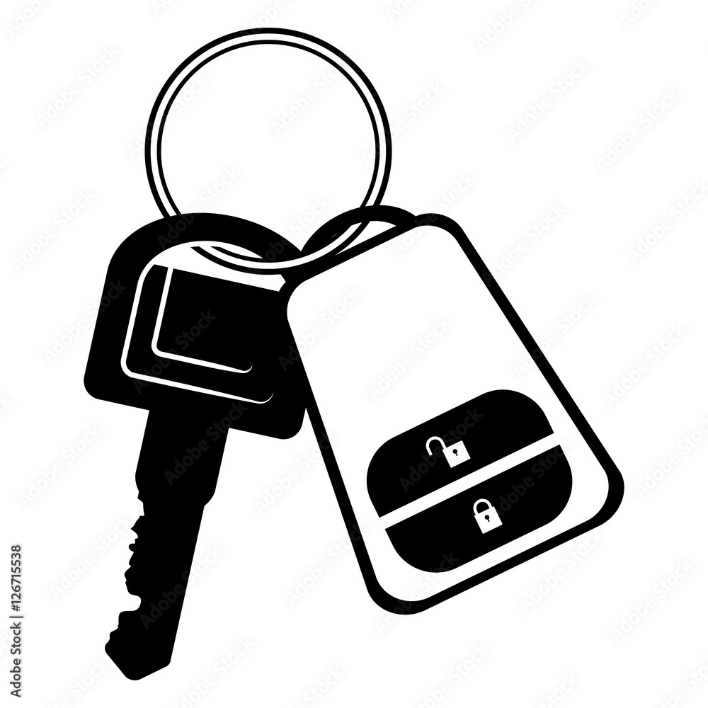key and remote of a car vehicle icon over white background. vector ...