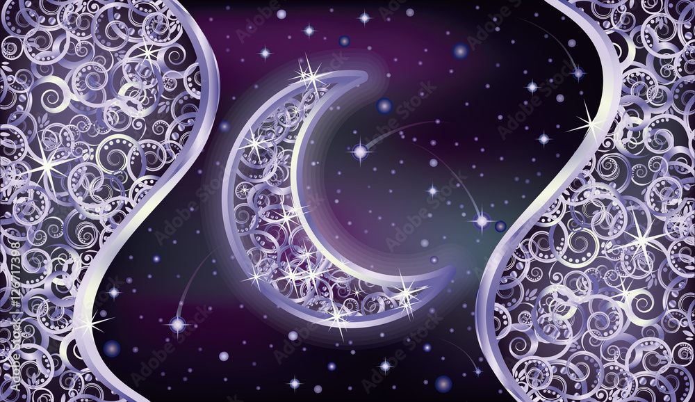 Holidays wallpaper with silver moon, vector illustration Stock Vector ...