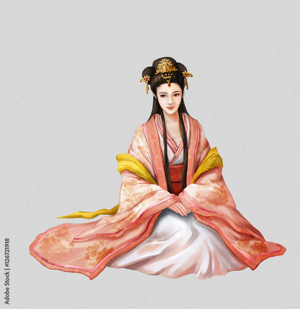 Poster Ancient Chinese People Artwork: Beautiful Woman, Princess ...