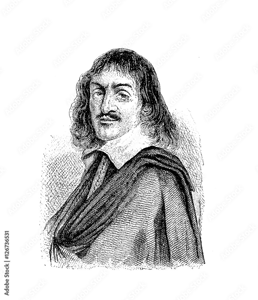 René Descartes French philosopher and scientist, vintage engraving ...
