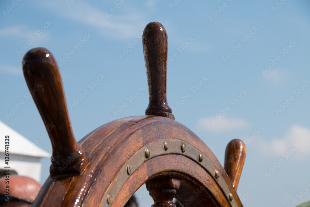 Ship rudder, sea and blue sky background Stock Photo | Adobe Stock