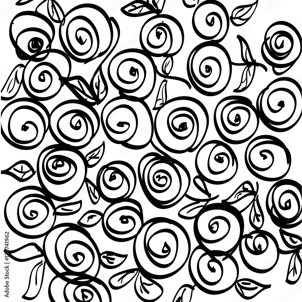 Uncolored hand drawn pattern. Coloring book page for adults. Doodles ...