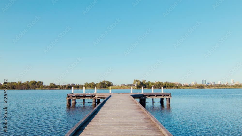 Jetty on the Swan River with Perth City in the Distant Background Stock ...