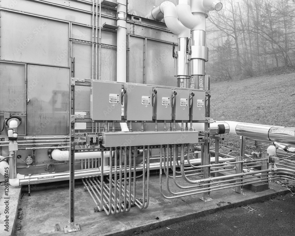 Cooling tower electrical installation with disconnect switches Stock ...