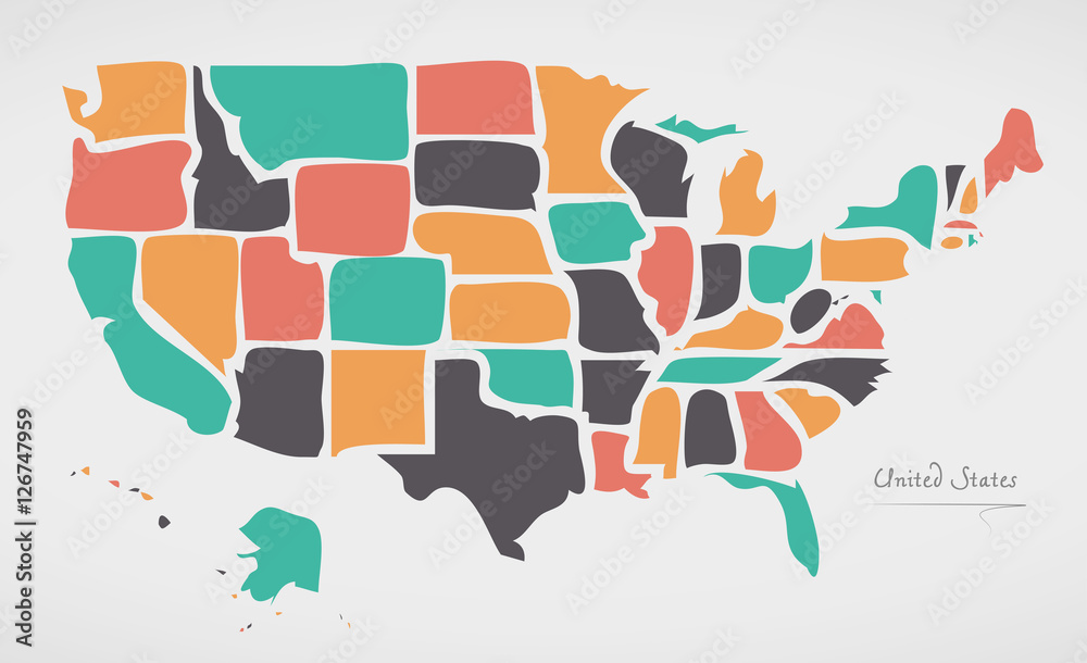 USA Map with modern round shapes Stock Illustration | Adobe Stock