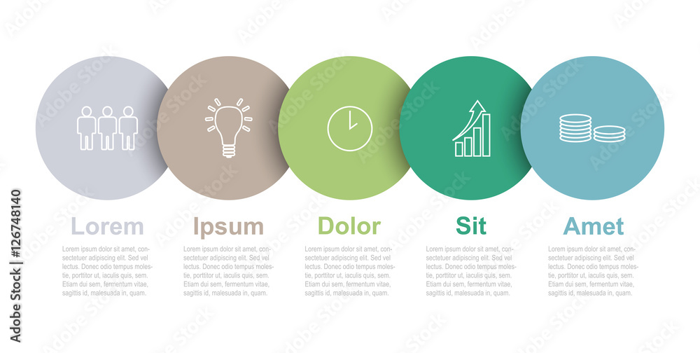 five step circle vector infographic template with icons Stock Vector ...