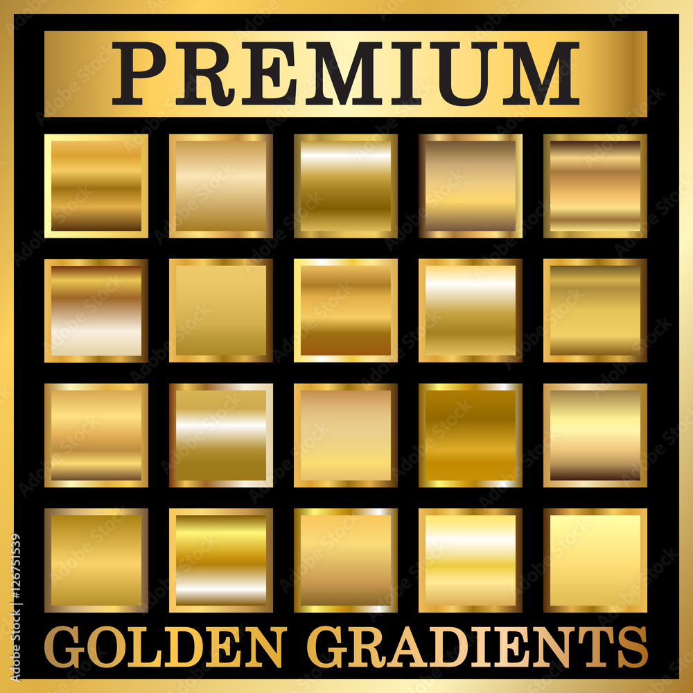 Gold texture square patterns in frame set. Light realistic, shiny ...