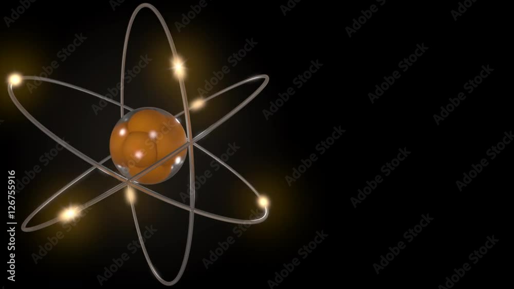 Video „Orange stylized atom and electron orbits. Scientific motion ...