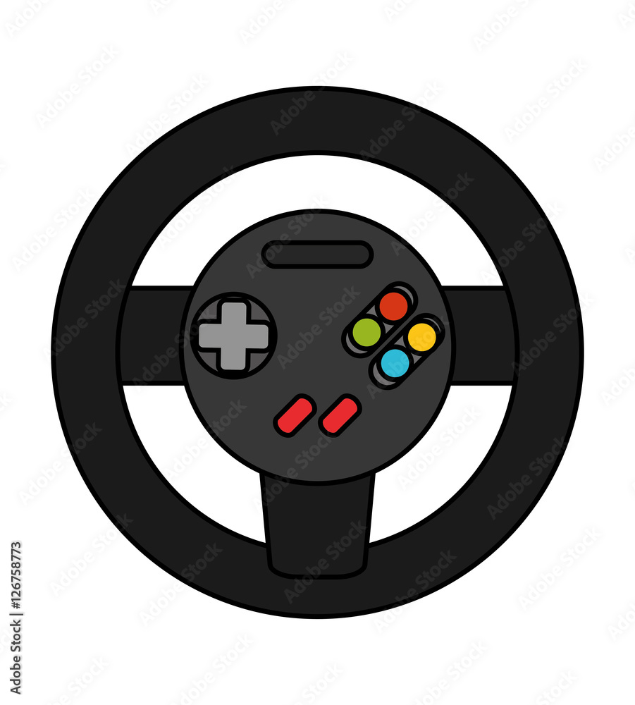 Videogame wheel icon. Game play leisure gaming and controller theme ...
