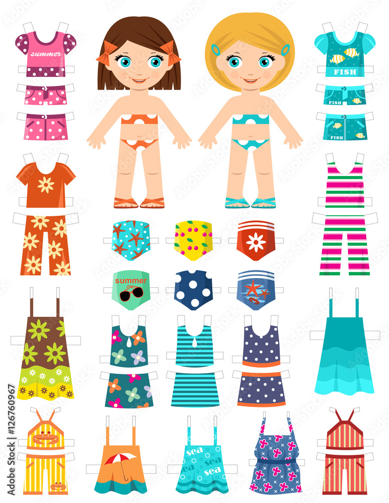 Paper dolls. Vector Stock Vector | Adobe Stock