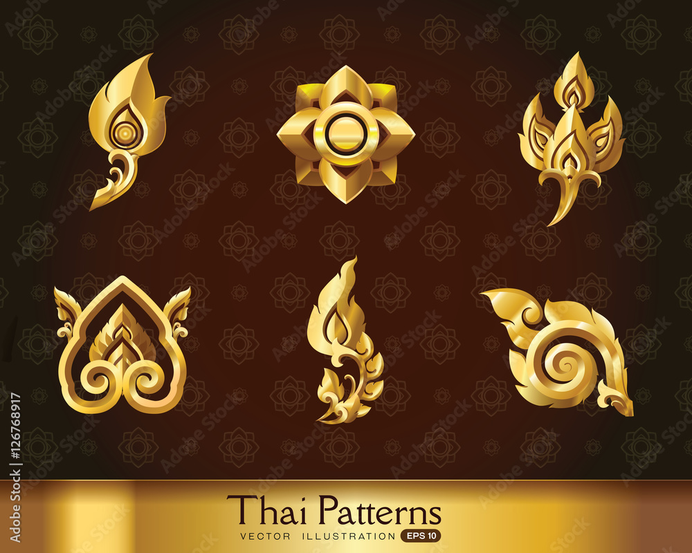 Thai art pattern vector set เวกเตอร์สต็อก | Adobe Stock