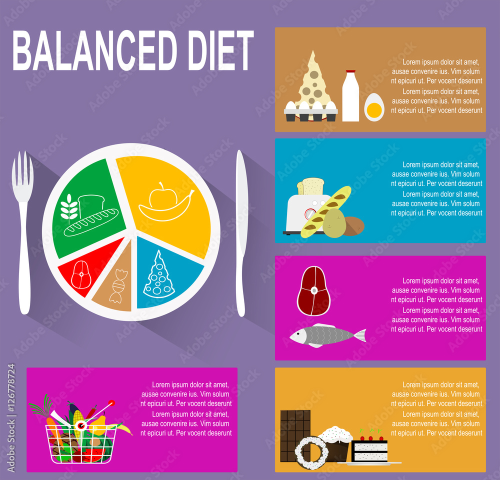 Infographic chart of healthy plate nutrition proportions Stock Vector ...