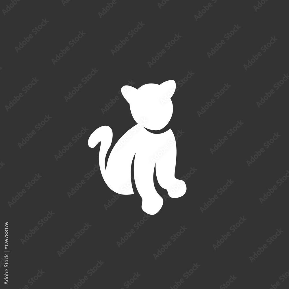 Cat logo on black background. Vector icon Stock Vector | Adobe Stock