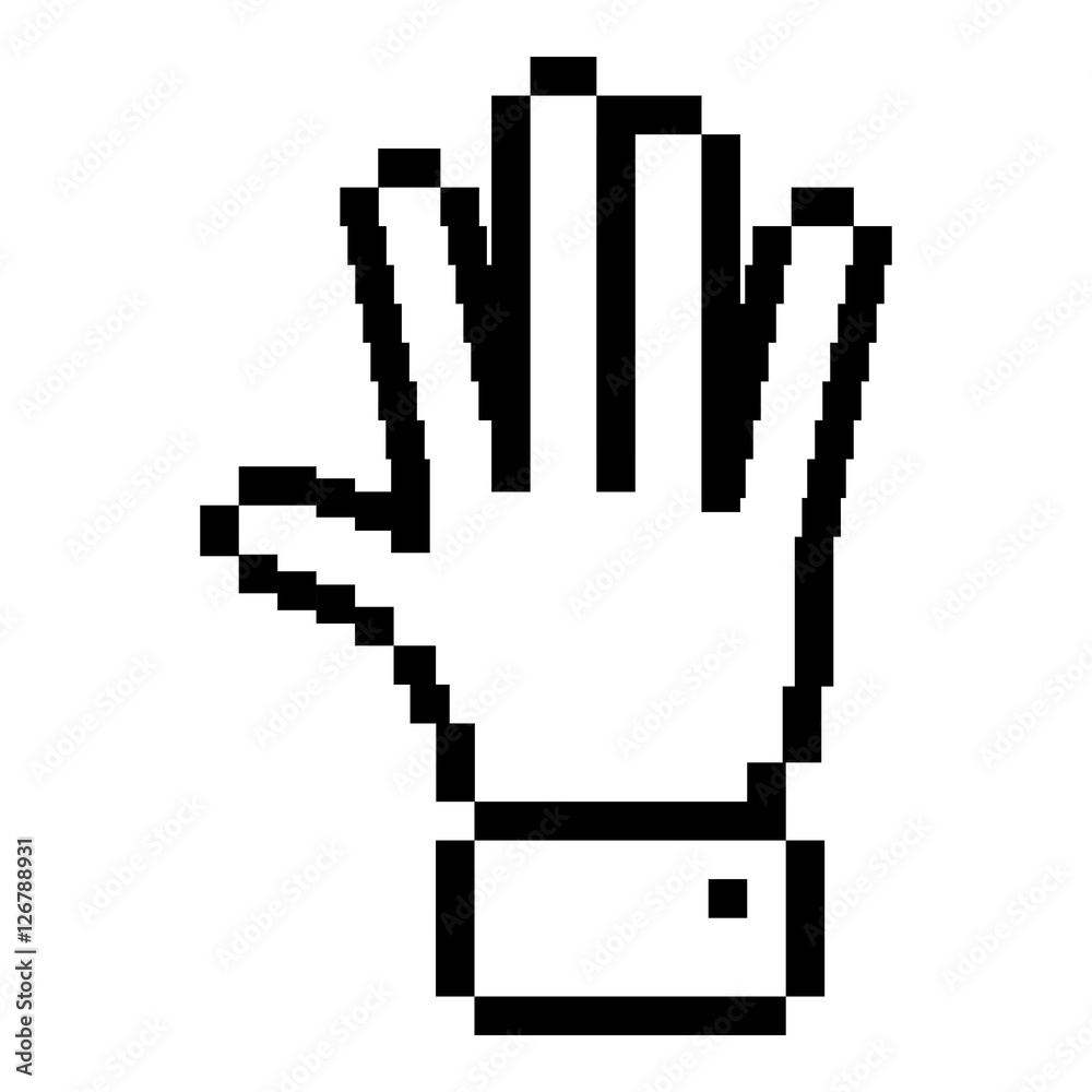 black outline pixelated open hand vector illustration Stock Vector ...