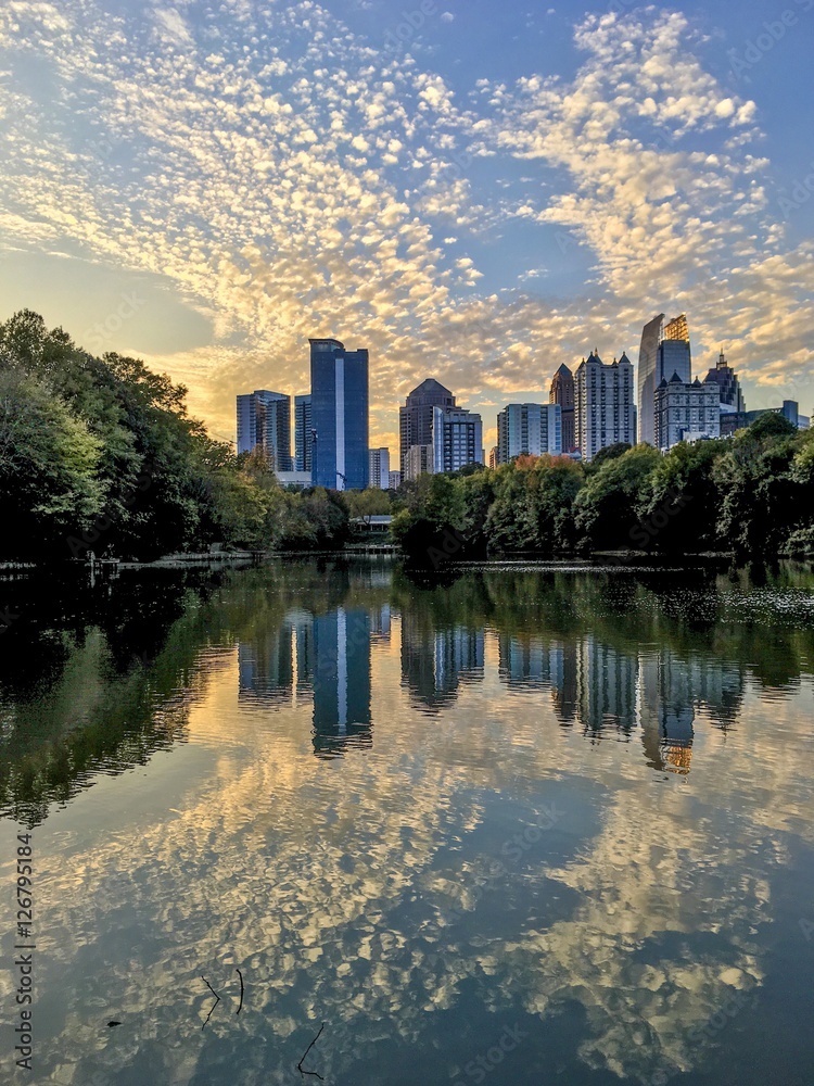 Sunset Reflection over Midtown Atlanta Stock Photo | Adobe Stock
